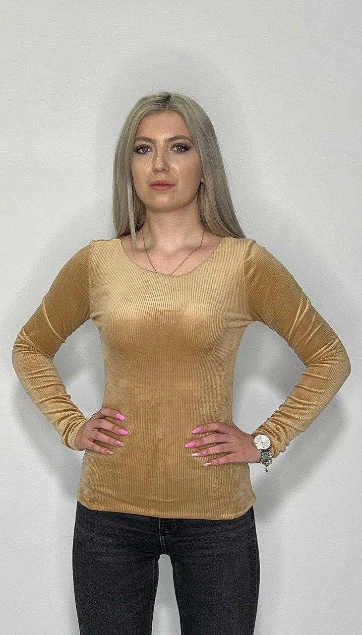 Bluza Dama, Catifea, Reiata, Crem