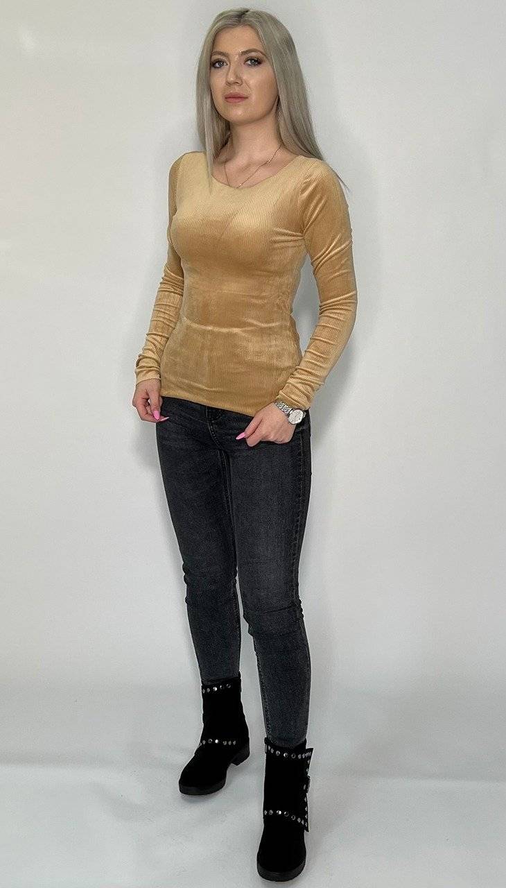 Bluza Dama, Catifea, Reiata, Crem